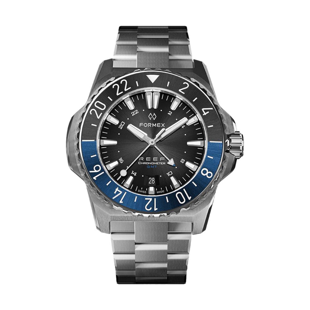 REEF Automatic GMT COSC 300M Black/Blue Bezel 42mm - Black Dial | Teddy ...