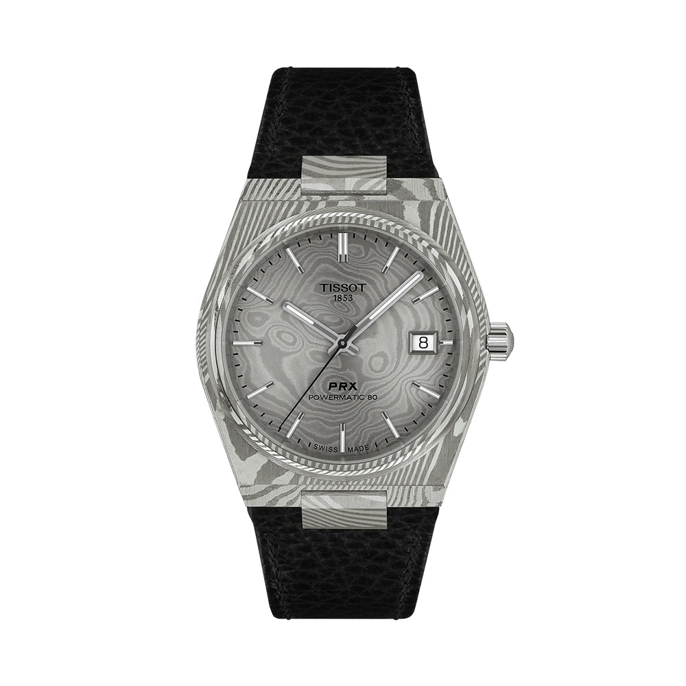 PRX Damascus Powermatic 80 38mm - Grey on Leather Strap | Teddy Baldassarre