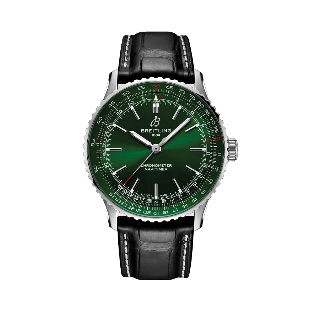 Navitimer Automatic 41mm - Green on Leather Strap | Teddy Baldassarre
