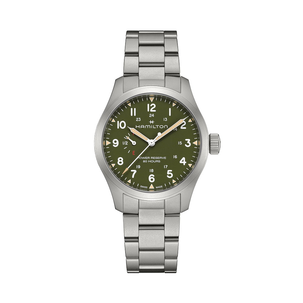 Khaki Field Power Reserve Mechanical 40mm Green on Bracelet | Teddy ...