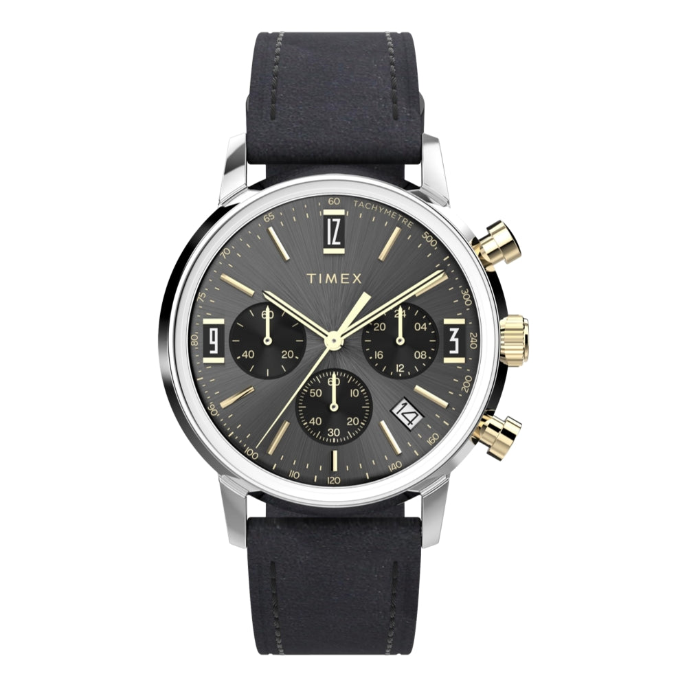 Marlin Quartz Chrono 40mm Two Tone Case Black Dial | Teddy Baldassarre