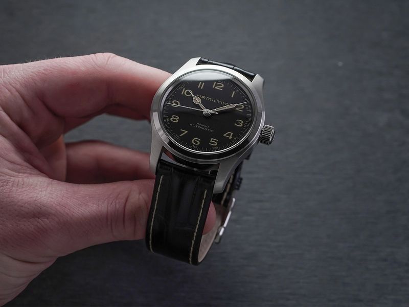 Khaki Field Murph 42mm - Black on Leather Strap with Standard Packagin ...