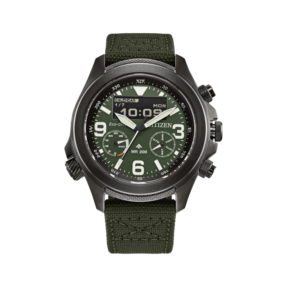 Promaster Land U822 Eco-Drive 43.9mm - Green on Fabric Strap | Teddy ...