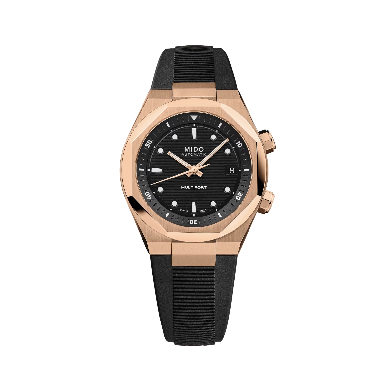 Multifort 8 Two Crowns Automatic Gold-Tone 40mm - Black on Rubber Stra ...