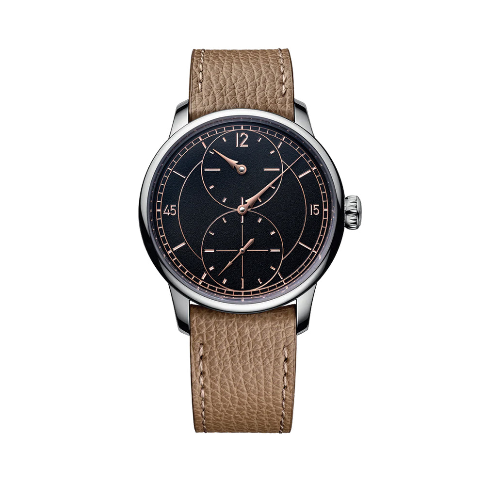 Le Régulateur Gravé Noir 39mm - Black on Leather Strap | Teddy Baldassarre