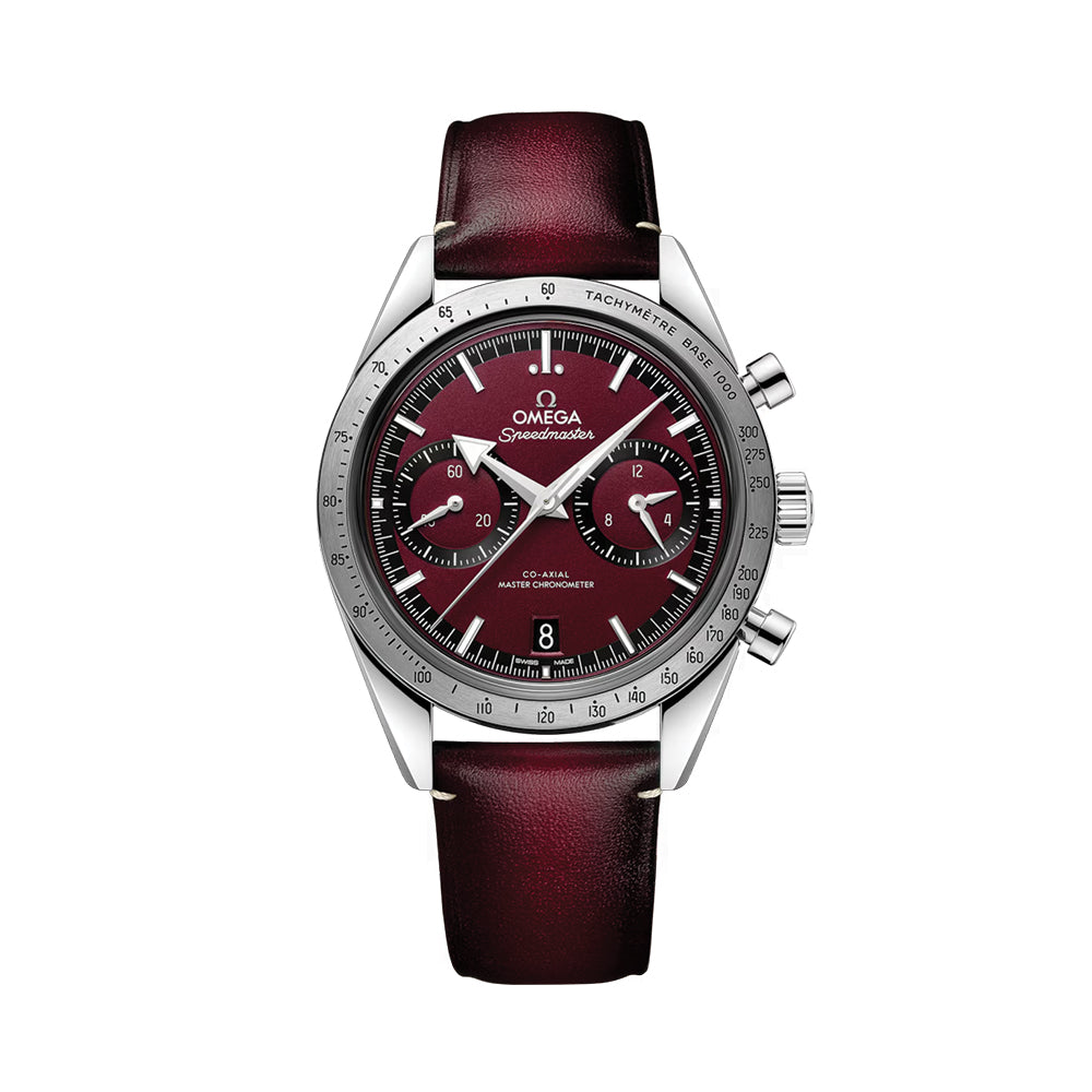 Speedmaster '57 40.5mm - Red on Leather Strap | Teddy Baldassarre