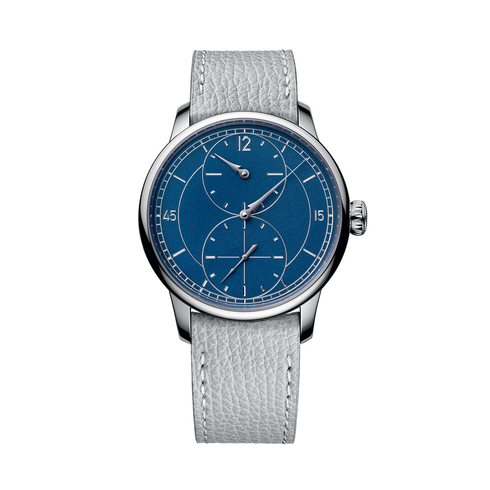 Le Régulateur Gravé Bleu 39mm - Blue on Leather Strap | Teddy Baldassarre