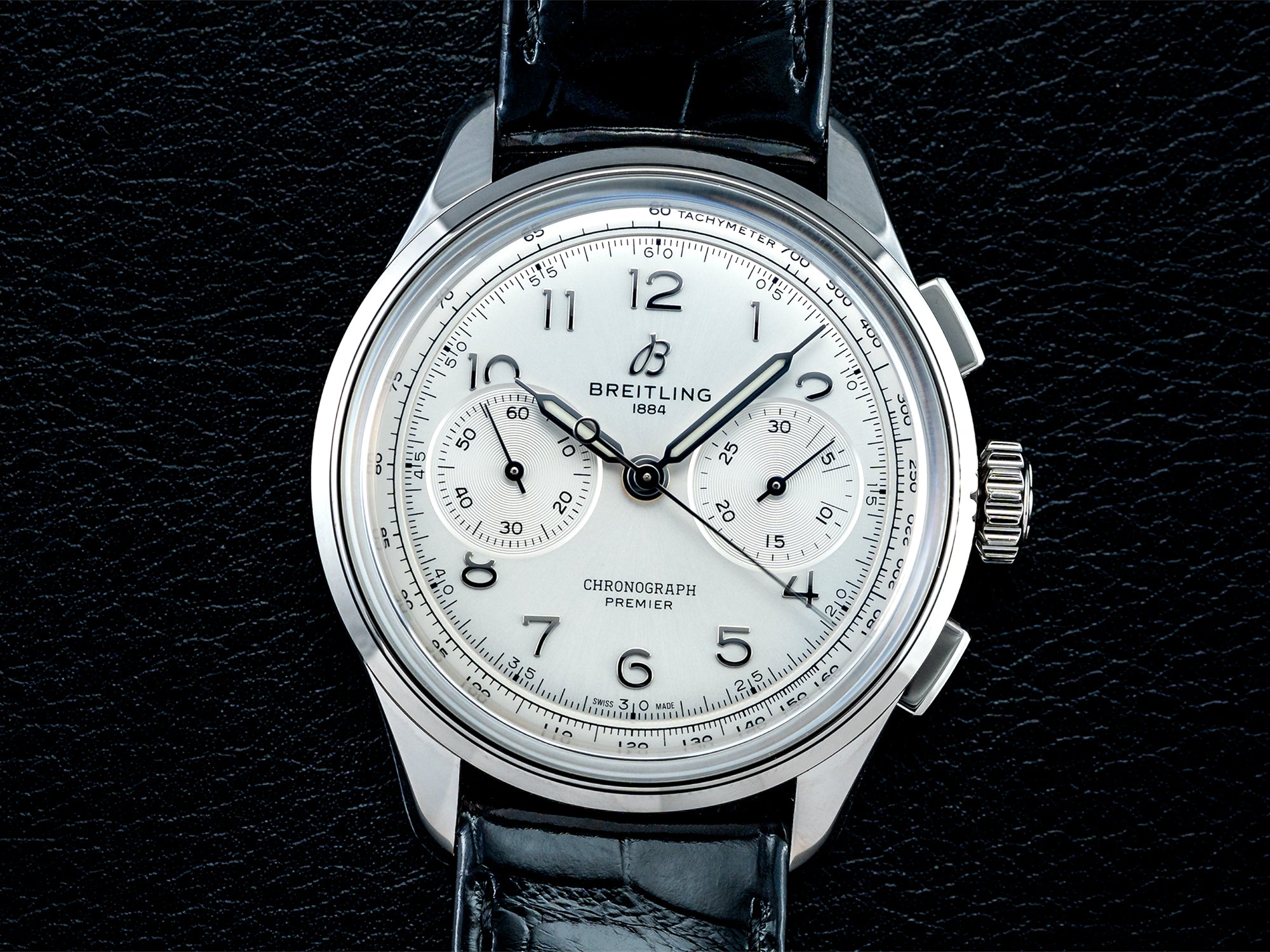 Premier B09 Chronograph 40mm - Silver on Leather Strap | Teddy Baldassarre