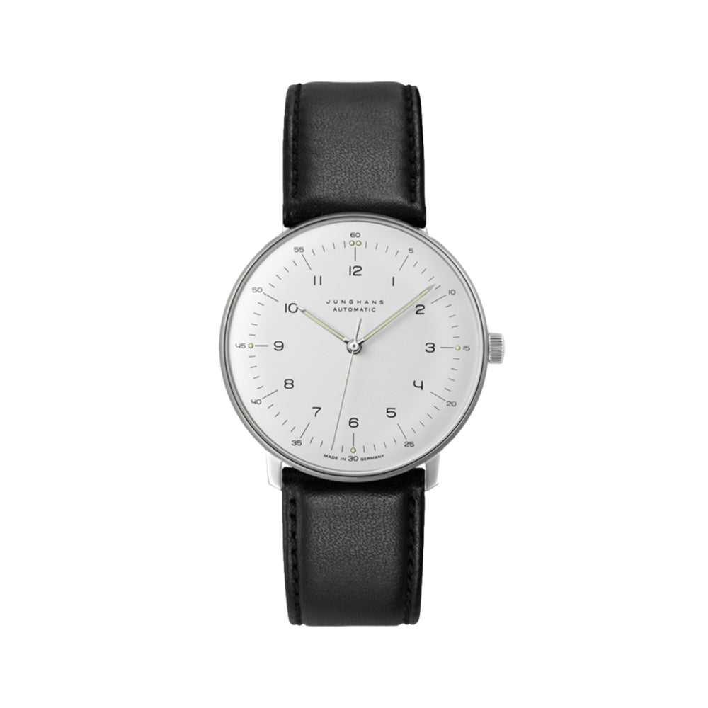 Max Bill Automatic 38mm - Silver on Leather Strap | Teddy Baldassarre