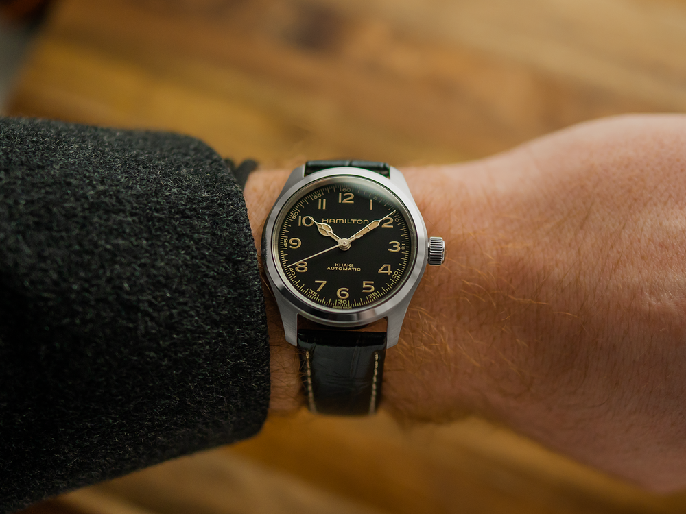 Khaki Field Murph 38mm - Black on Leather Strap | Teddy Baldassarre