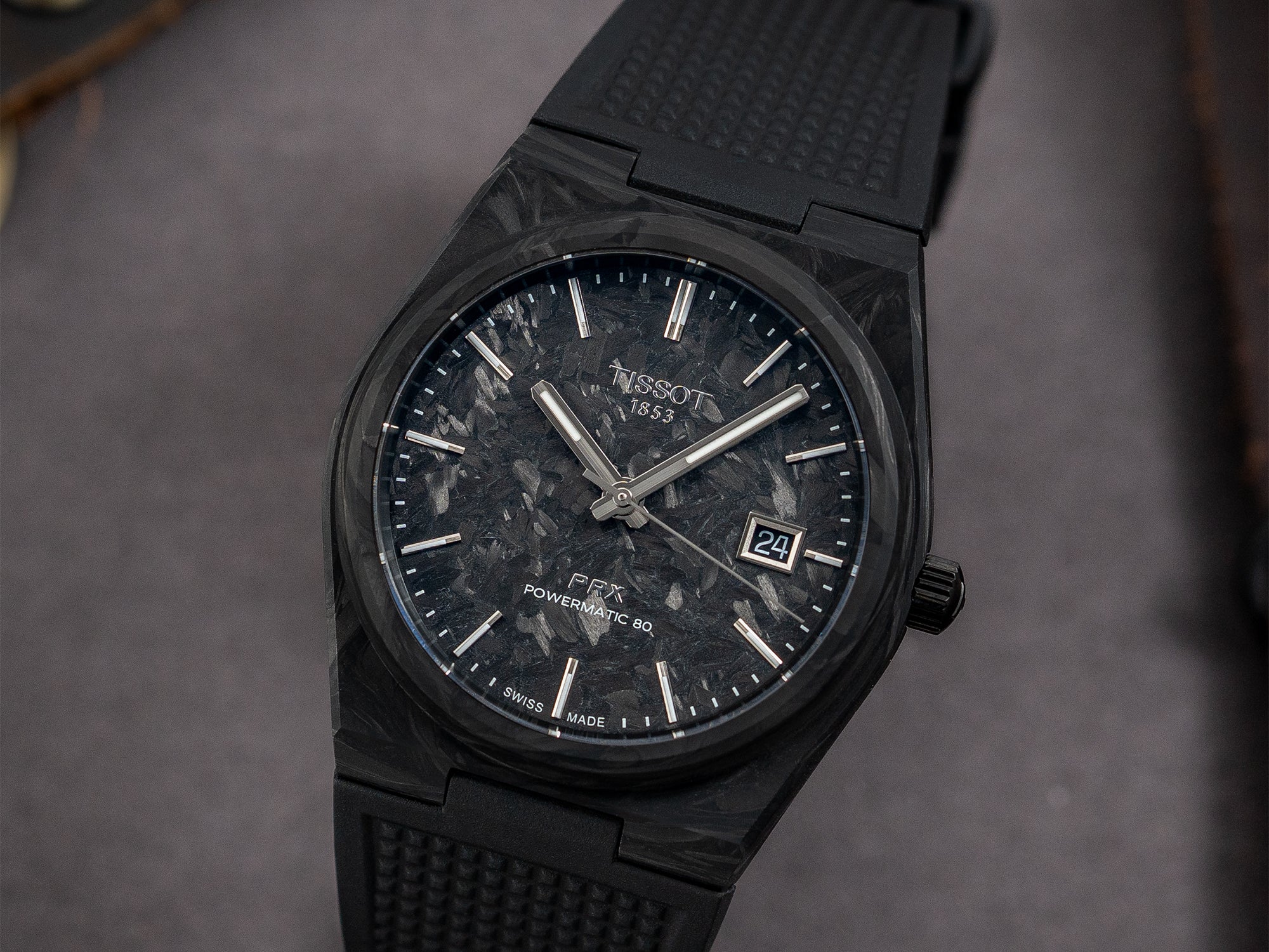 PRX Carbon Powermatic 80 40mm - Black on Rubber Strap | Teddy Baldassarre