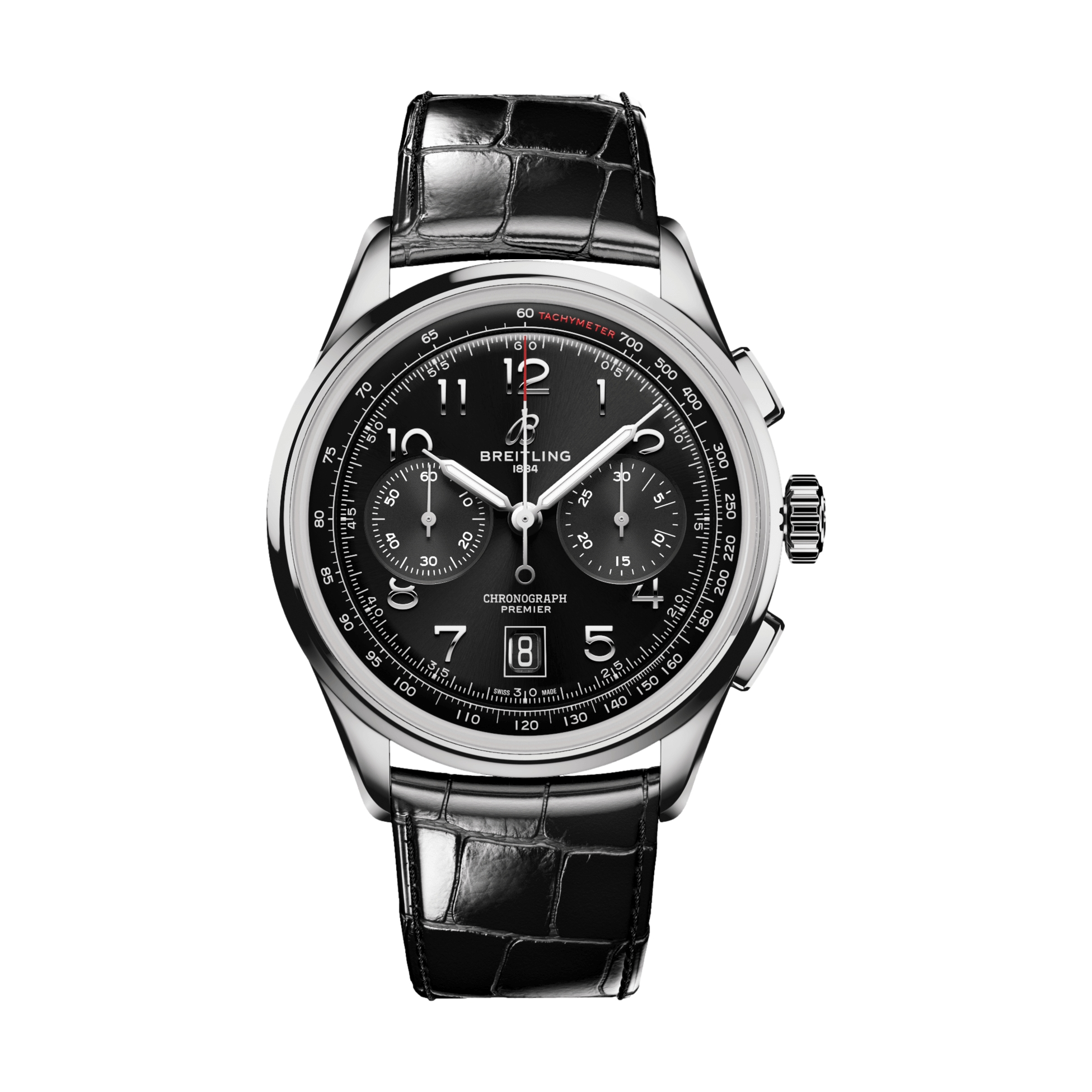 Premier B01 Chronograph 42mm - Black on Leather Strap | Teddy Baldassarre