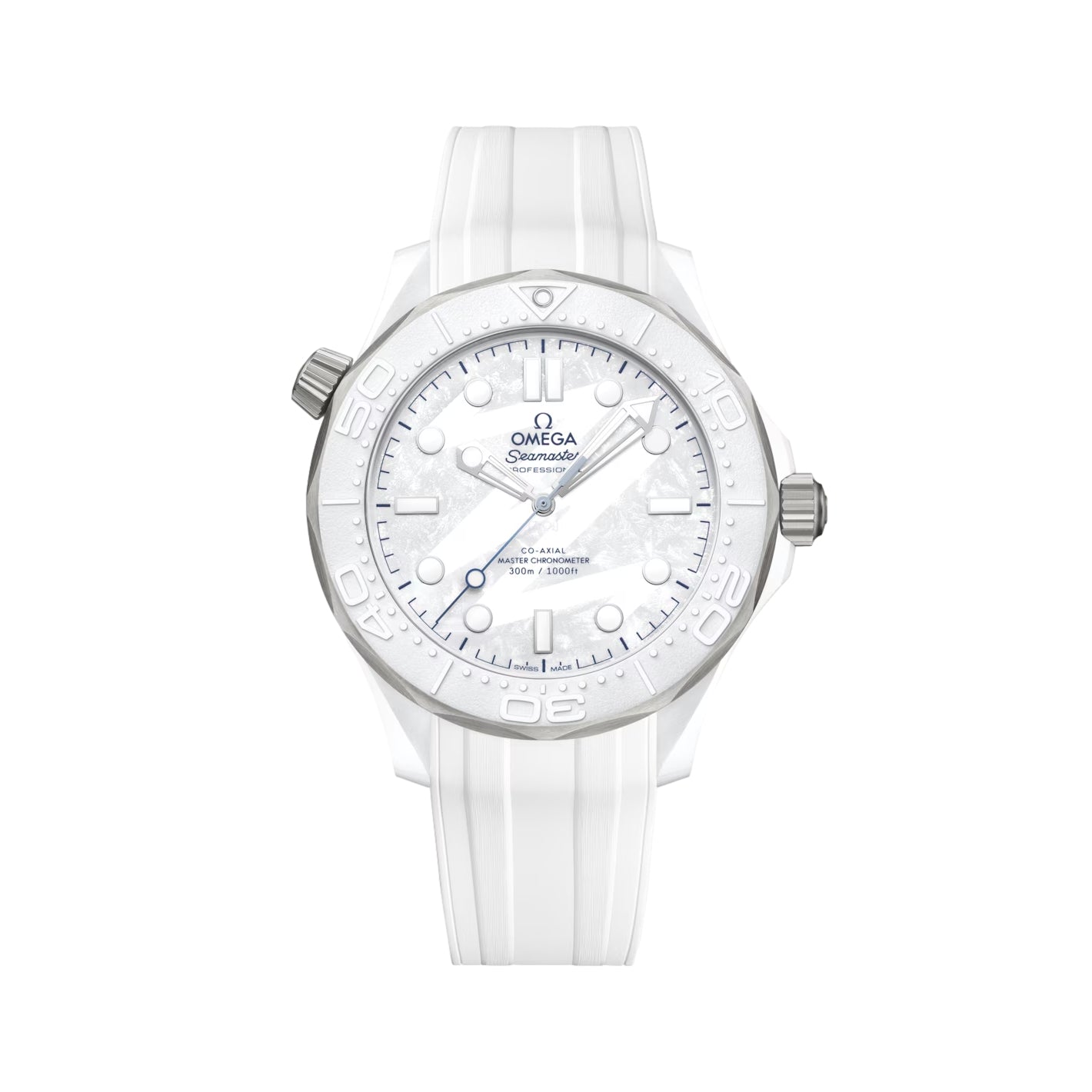 Seamaster Diver 300M Milano Cortina 2026 43.5mm - White on Rubber Stra ...